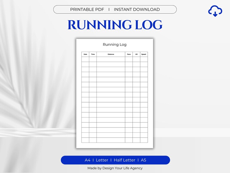 Running Log Printable PDF - Running Tracker - Marathon Training ...