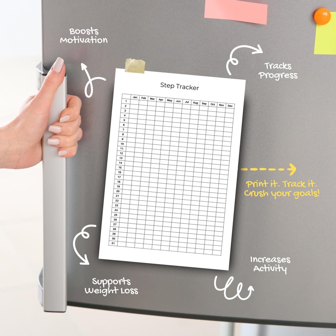Daily Step Tracker Printable PDF: Walking Challenge Log, 10000 Steps a ...
