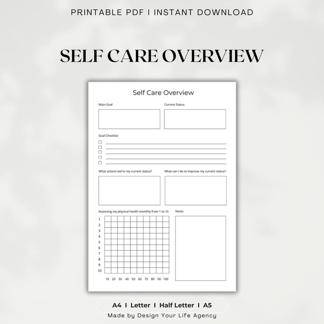 Self Care Overview – Daily Self Care Checklist Printable Template ...
