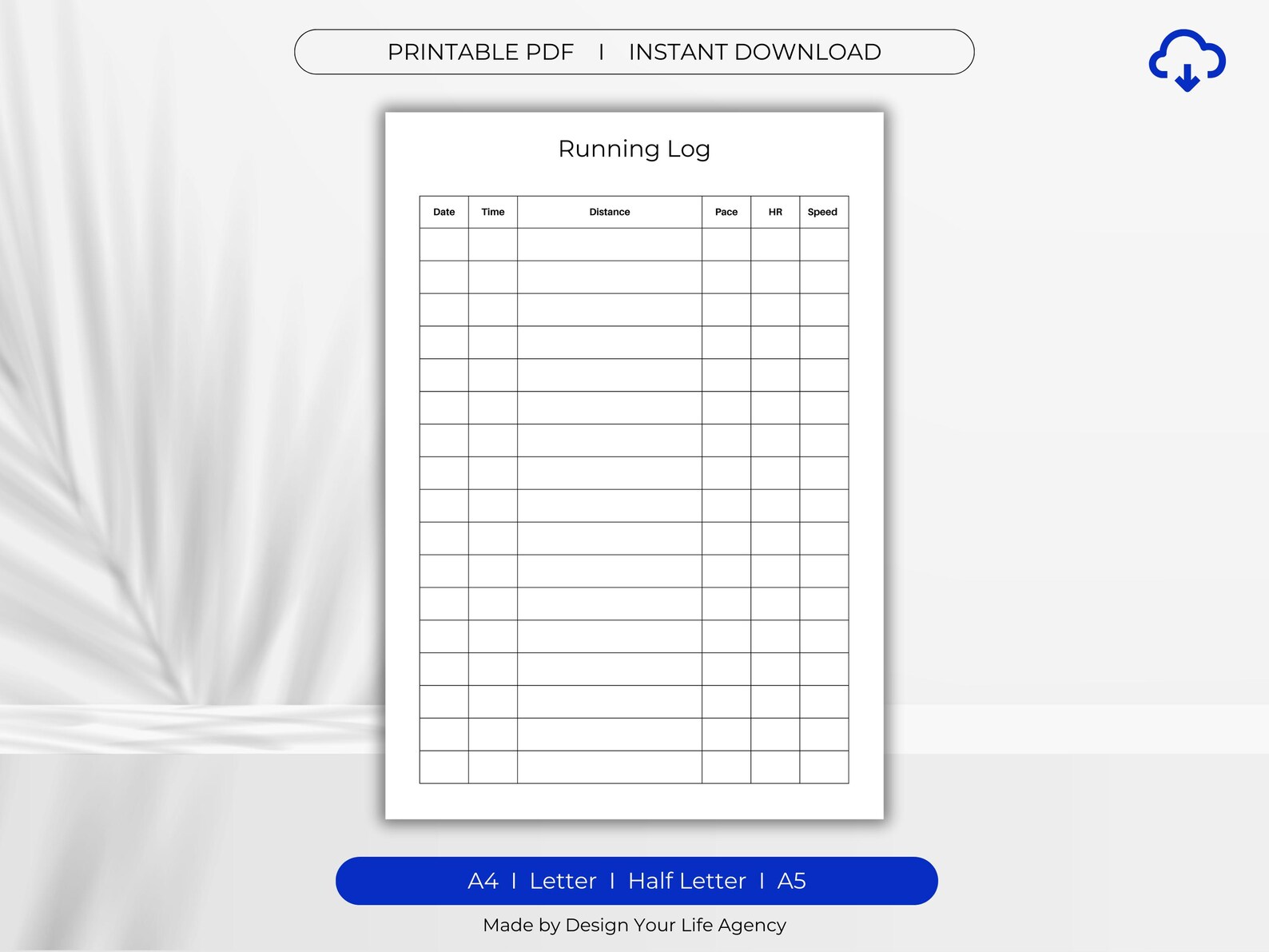 Running Log Printable PDF - Running Tracker - Marathon Training ...