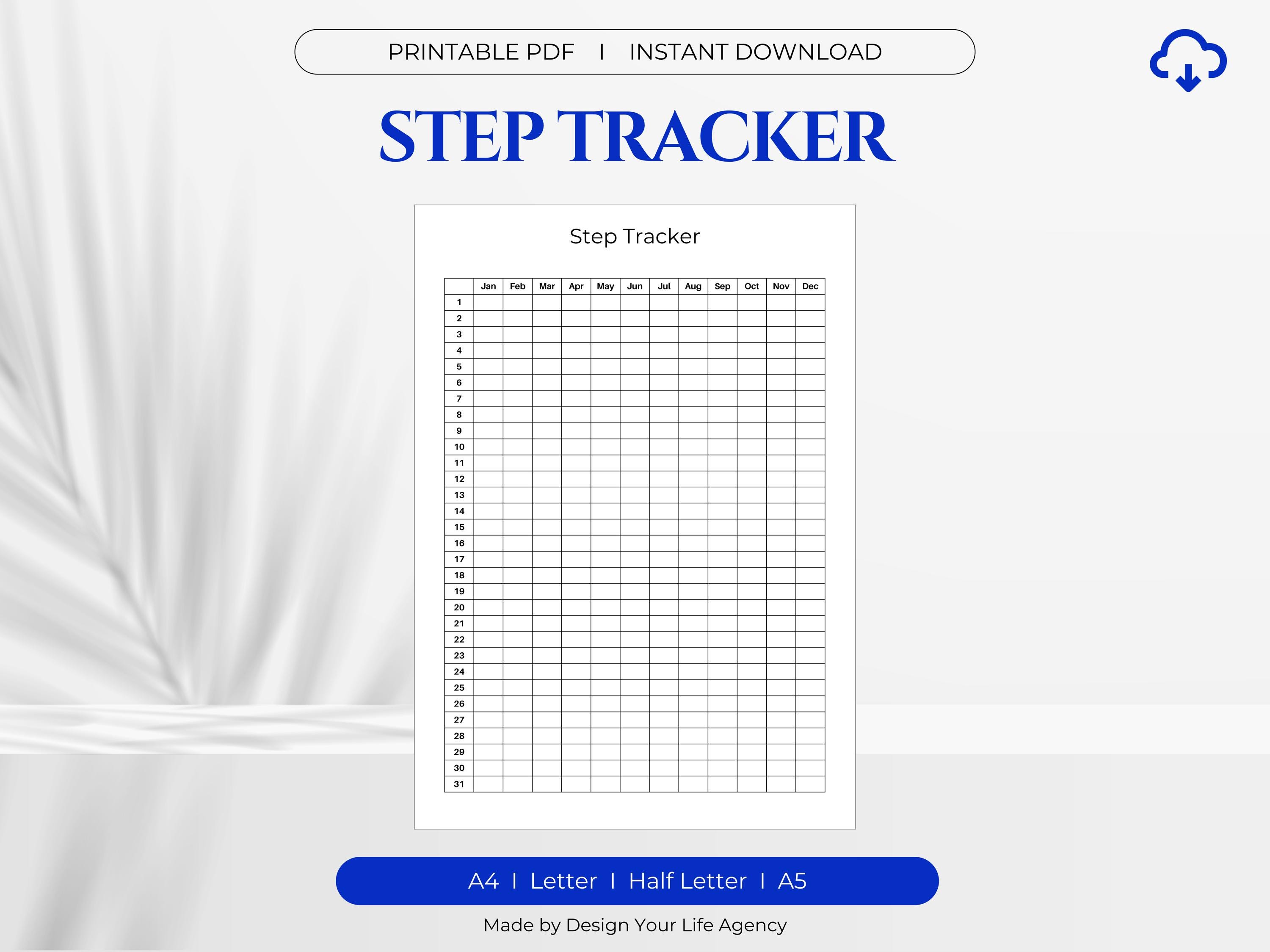 Step Tracker Printable PDF - Daily and Monthly Log for Steps - Fitness ...