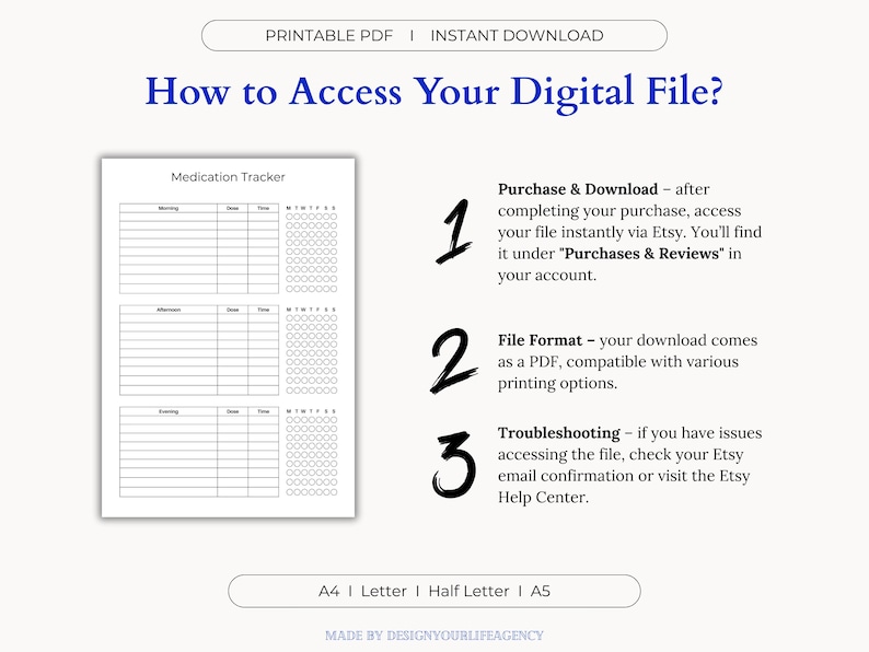 Medication Tracker Printable PDF - Pill Reminder, Prescription Log ...