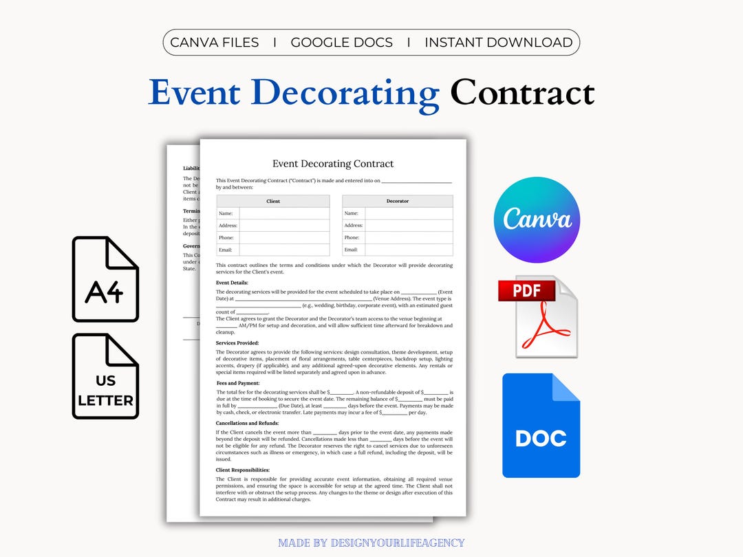 Event Decorating Contract: Wedding, Birthday, Christmas, Baby Shower ...