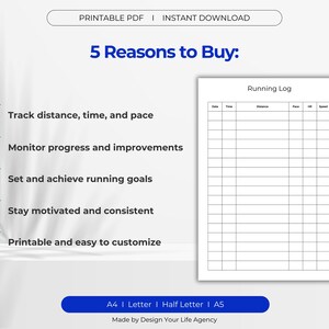 Running Log Printable PDF - Running Tracker - Marathon Training ...