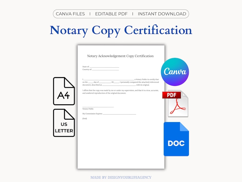 Notary Copy Certification Form: Notarial Certificate Template ...