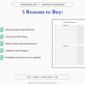 Self Care Routine Tracker: Daily Wellness Planner (printable PDF) - Etsy