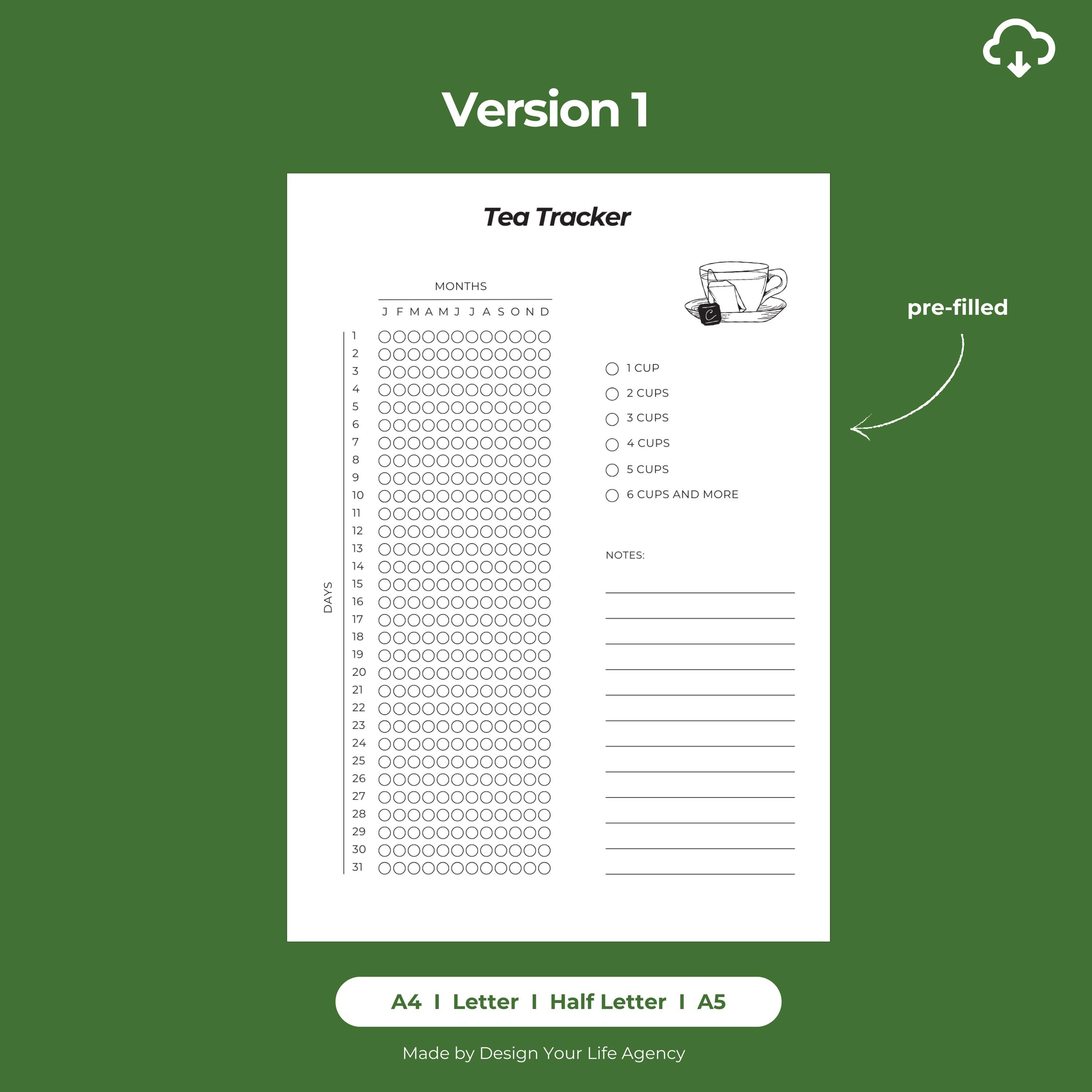 Tea Tracker Printable - Tea Tasting Log - Herbal Tea Planner PDF ...