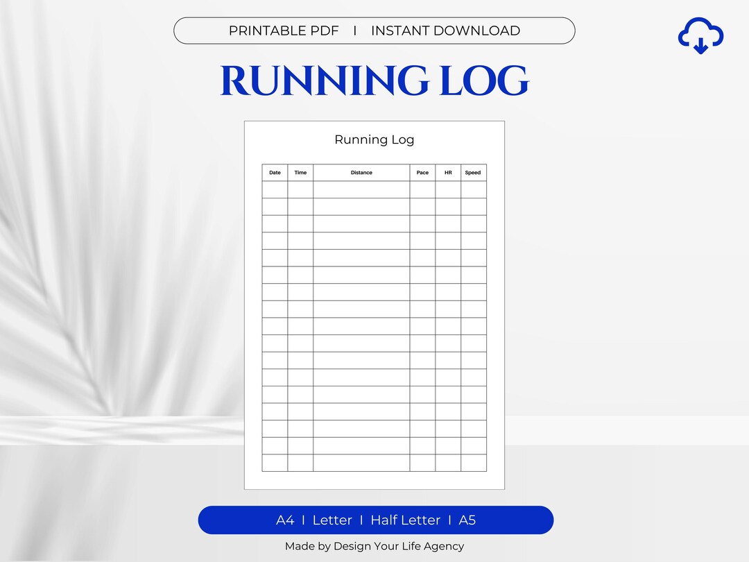 Running Log - Printable Running Tracker - Marathon Training Progress ...