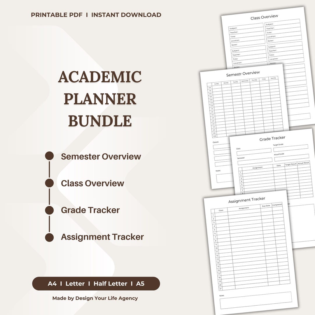 Academic Planner Bundle - Printable Student Organizer - Semester ...