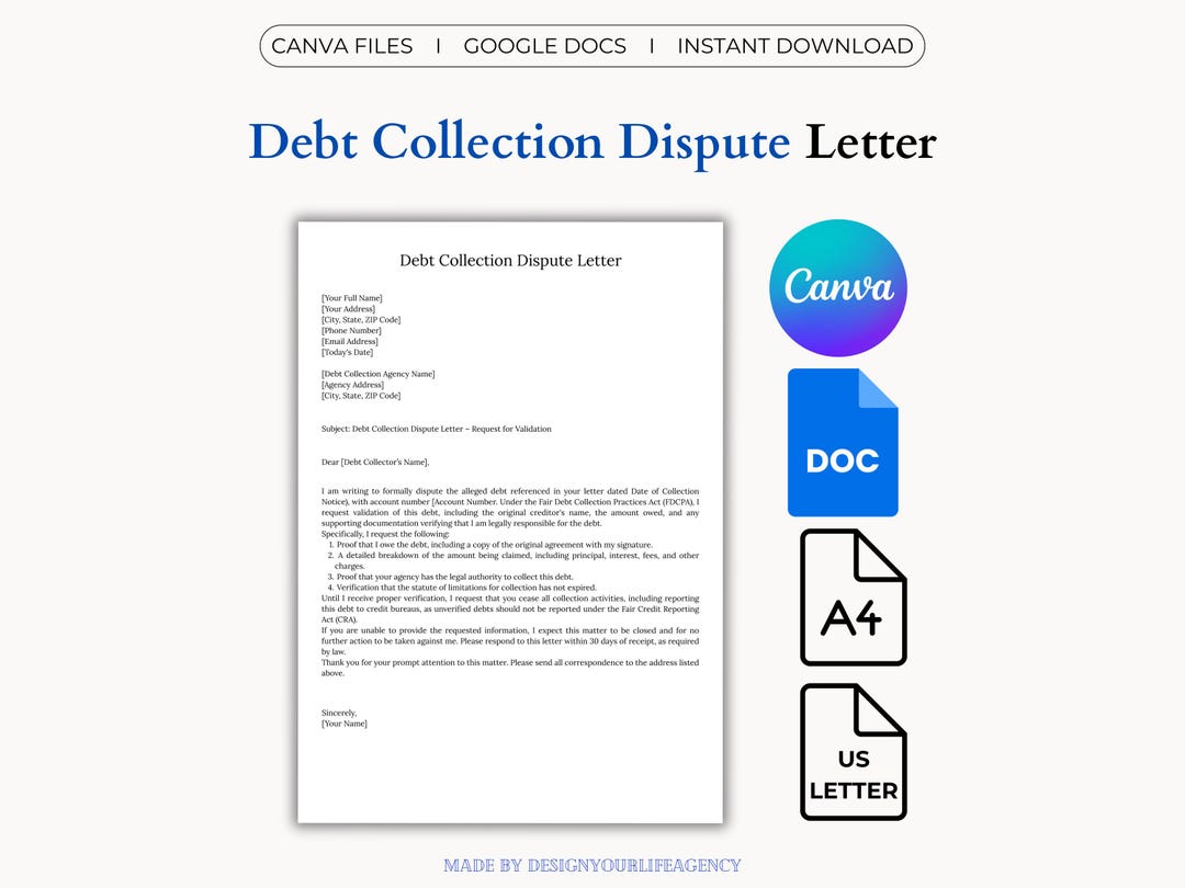 Debt Collection Dispute Letter Template: Stop Creditor Harassment ...