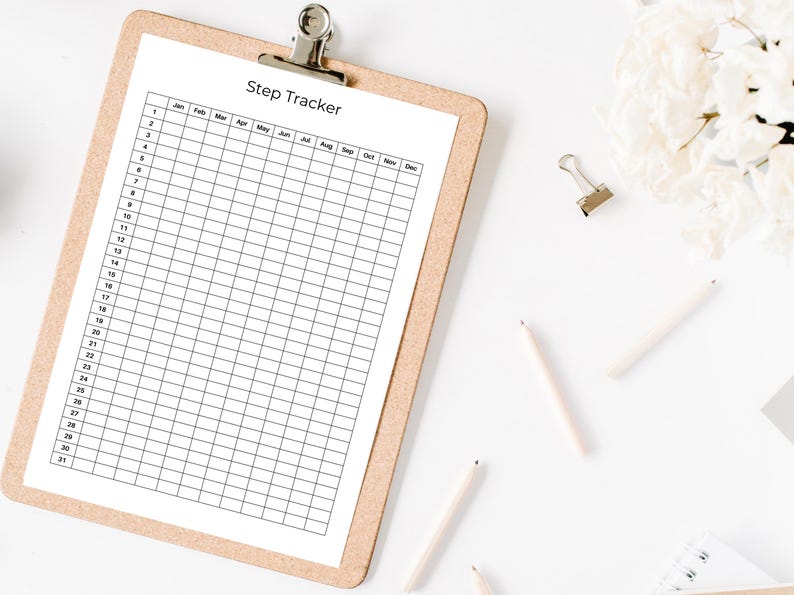Step Tracker Printable PDF - Daily and Monthly Log for Steps - Fitness ...