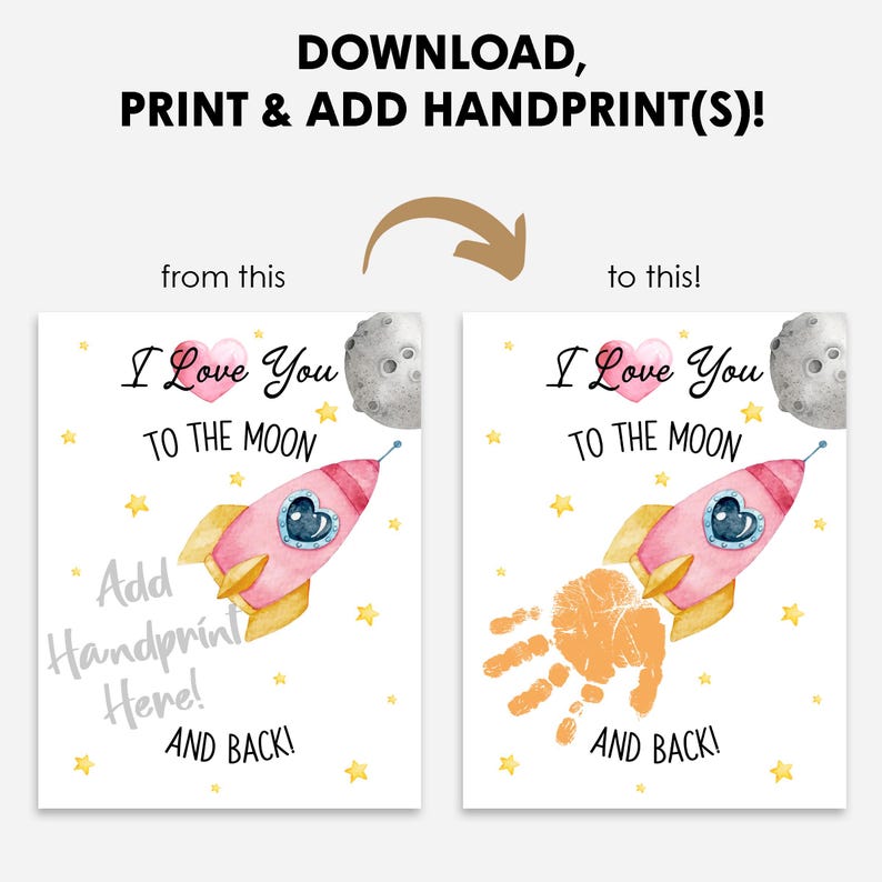 Rocket Handprint Art Printable, Mother's Day Handprint Art Craft ...