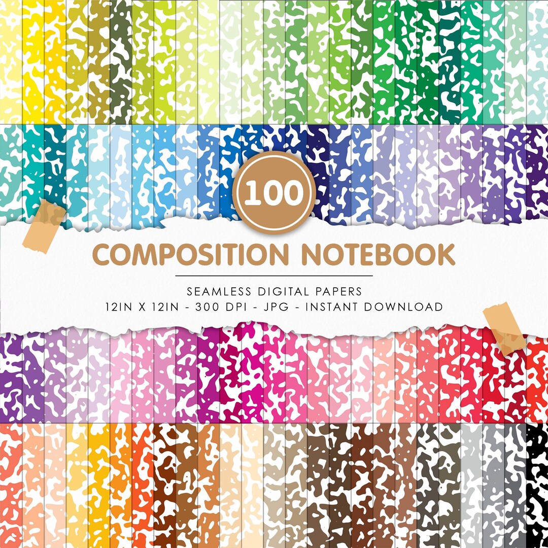 Composition Notebook Digital Paper, Composition Book Pattern ...