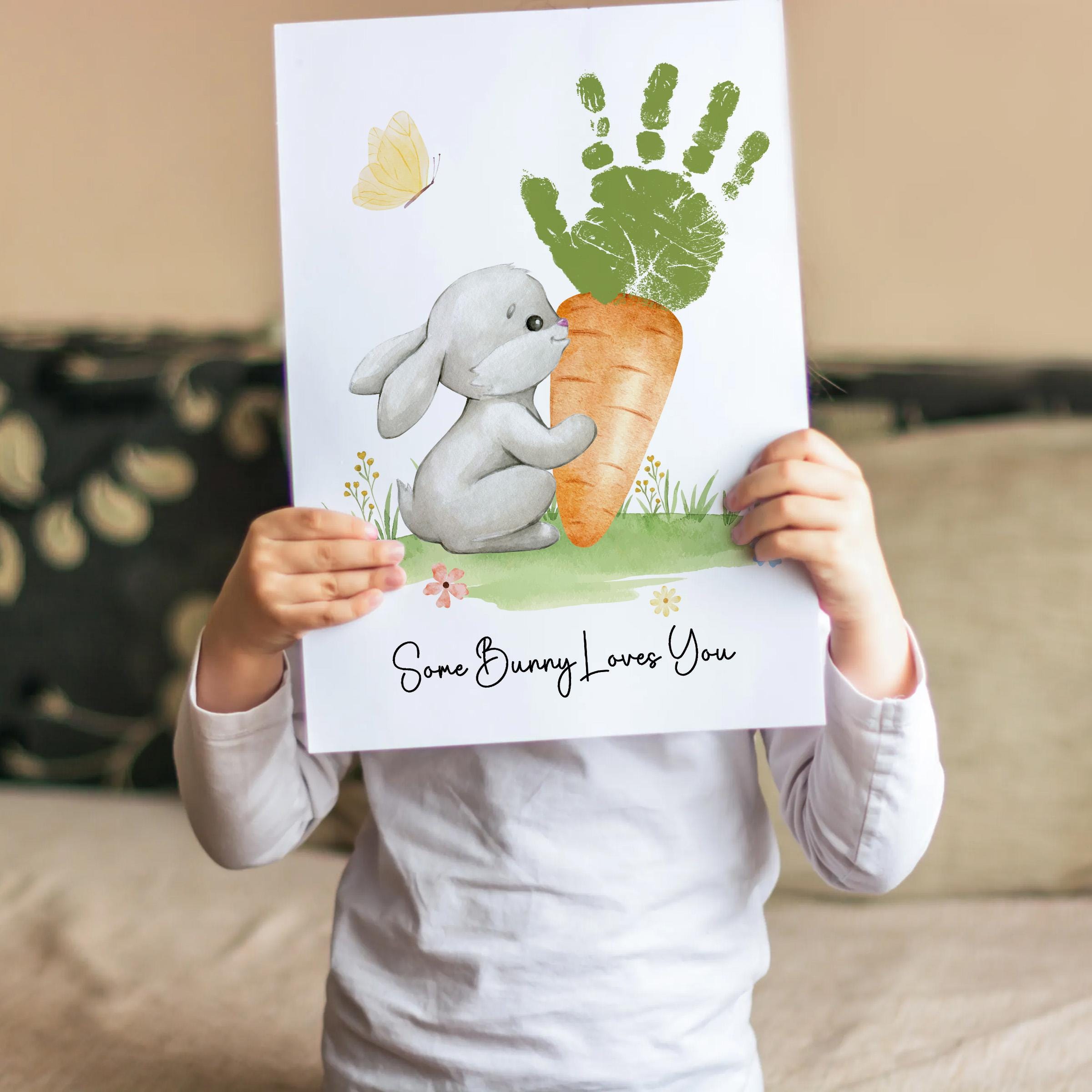 Easter Bunny Carrot Footprint Art Printable, Easter Footprint Art Craft ...