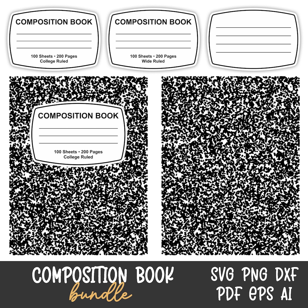 Composition Book Svg, Composition Book Cover, Notebook Template ...