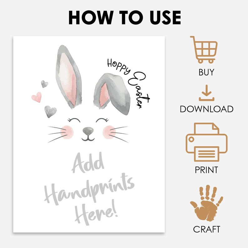 Hoppy Easter Bunny Footprint Art Printable, Easter Footprint Art Craft ...
