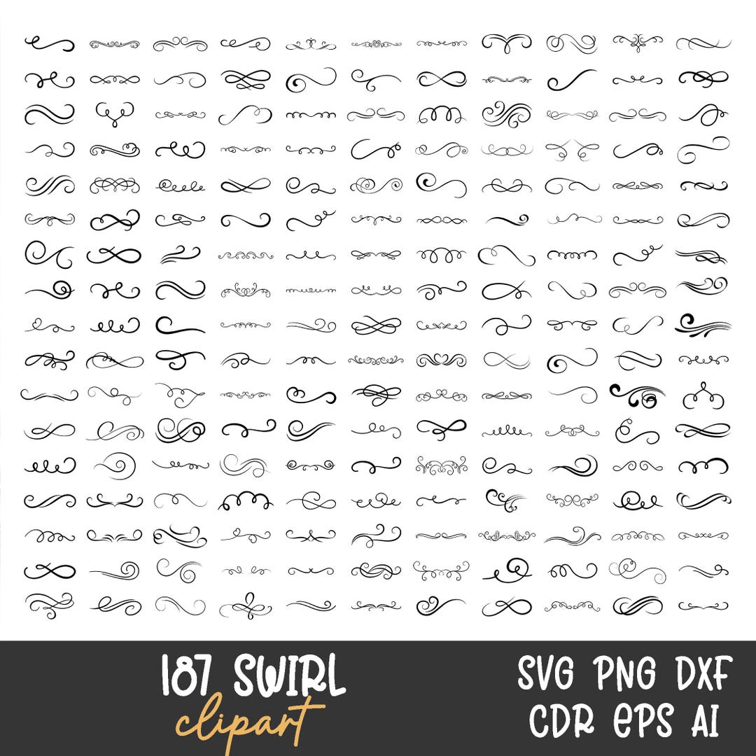 Swirl Svg, Decorative Elements Svg, Text Dividers, Flourish Svg, Swoosh ...