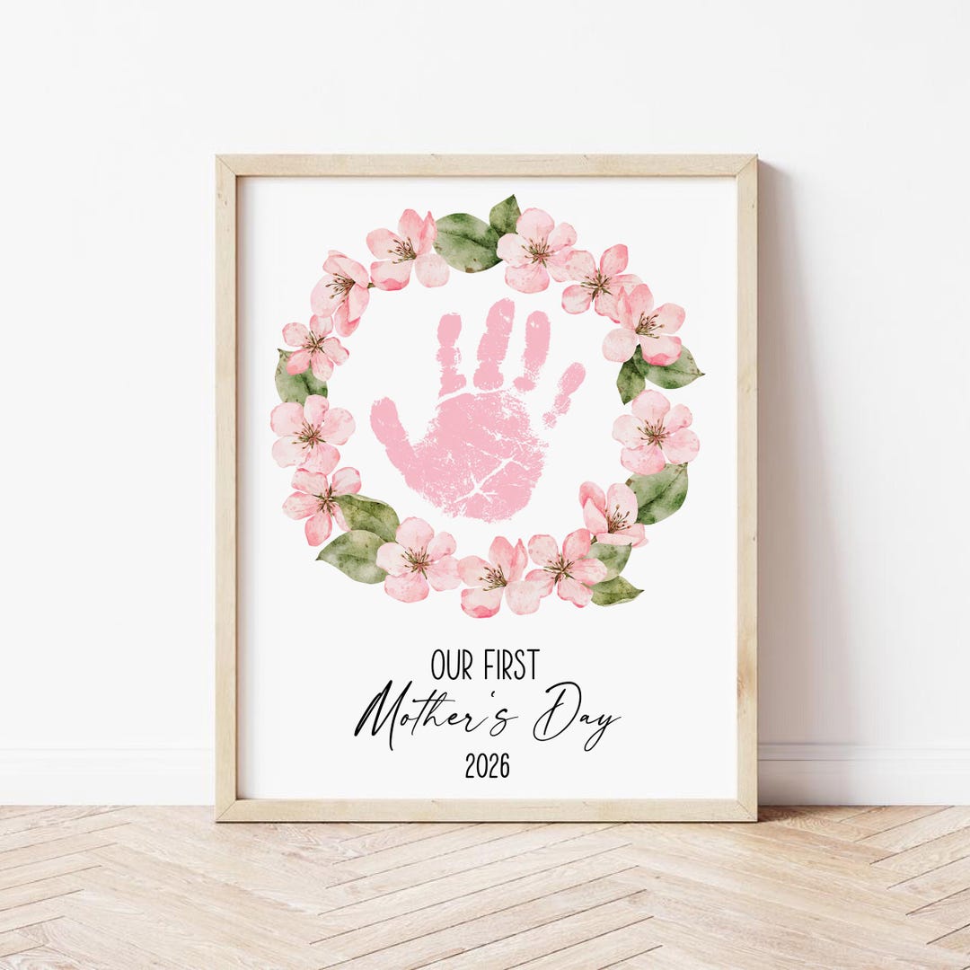 Flower Wreath Handprint Art Printable, Mother's Day Handprint Art Craft ...