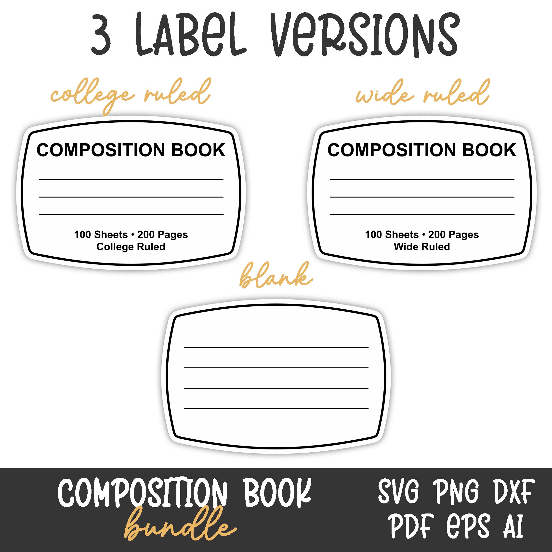 Composition Book Svg, Composition Book Cover, Notebook Template ...