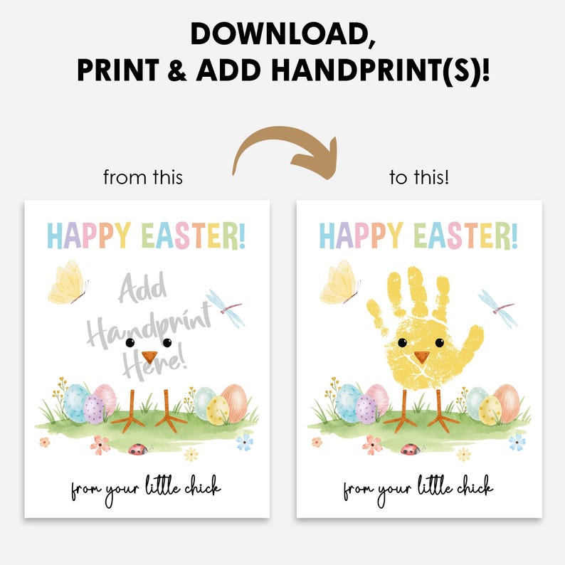 Little Chick Handprint Art Printable, Easter Chick Handprint Art Craft ...
