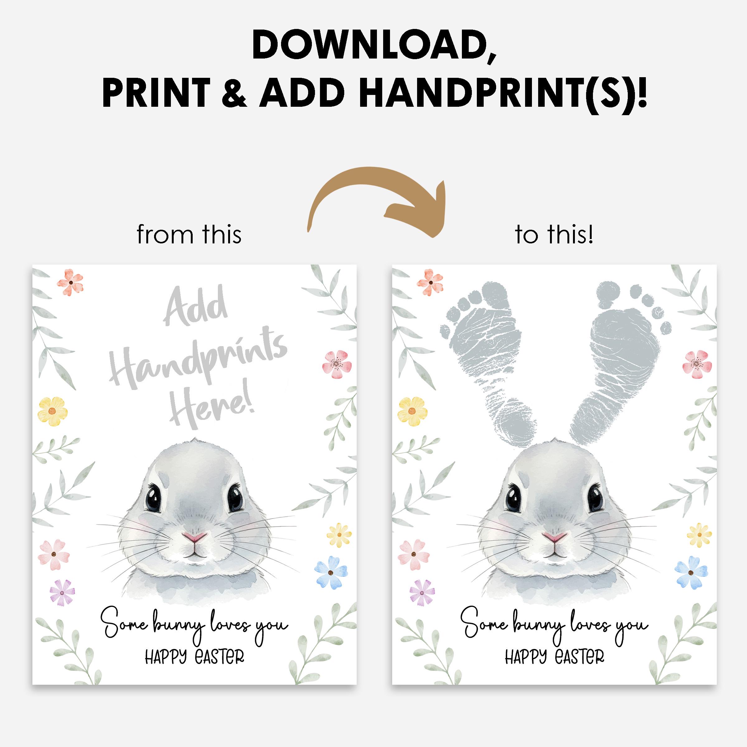 Easter Bunny Footprint Art Printable, Easter Footprint Art Craft ...