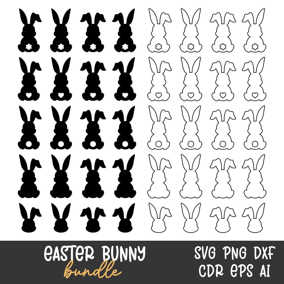 Easter Bunny Svg, Bunny Svg, Rabbit Svg, Easter Svg, Bunny Silhouette ...
