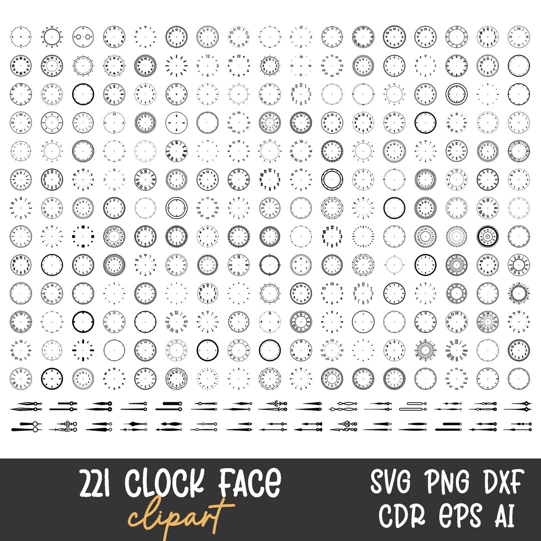 Clock Face Svg Bundle, Clock Numbers, Roman Numeral Clock, Clock Svg ...
