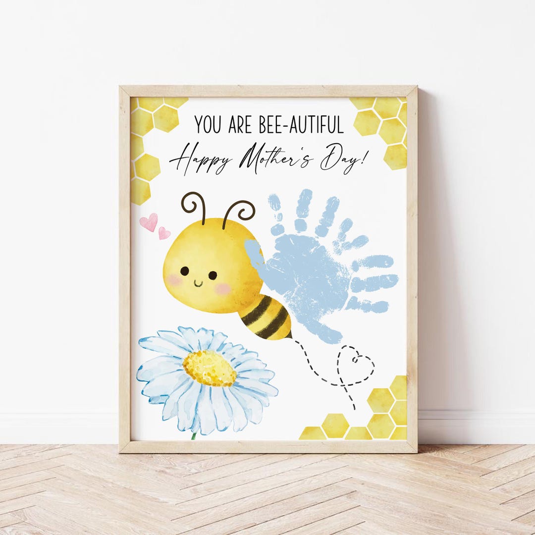 Bee Handprint Art Printable, Mother's Day Handprint Art Craft, Toddler ...