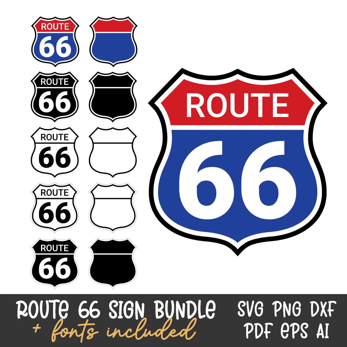 Route 66 Sign Svg Bundle, Historic Route 66 Sign Svg, Route 66 Svg, Cut ...