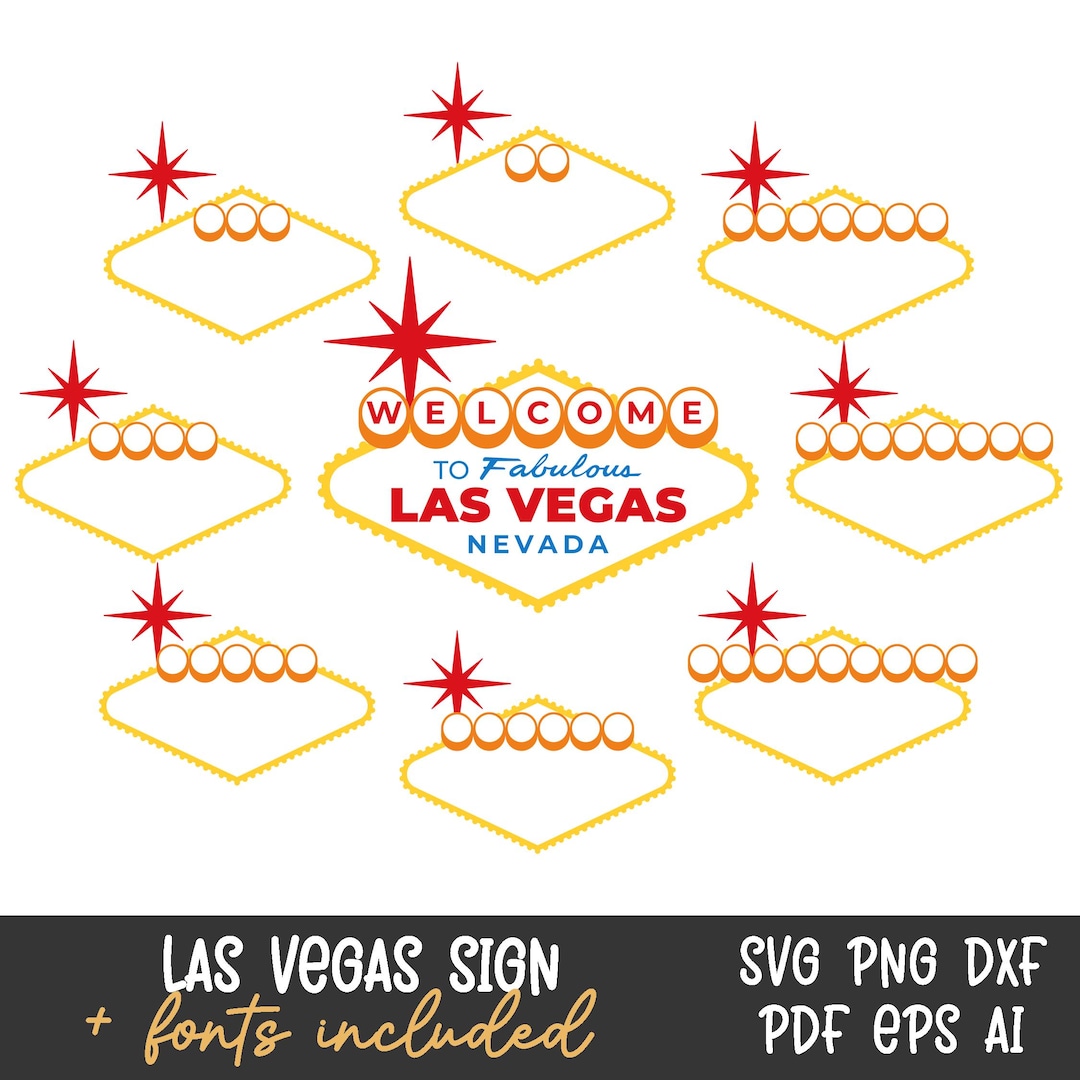 Las Vegas Sign Svg BUNDLE, Las Vegas Svg, Cut Files, Transparent ...