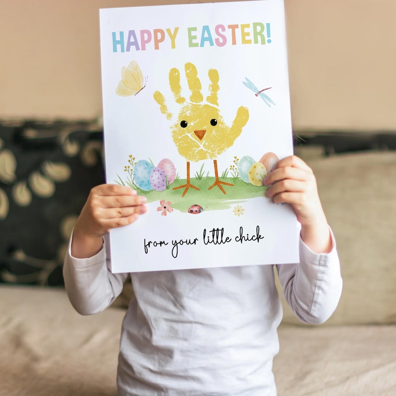 Little Chick Handprint Art Printable, Easter Chick Handprint Art Craft ...
