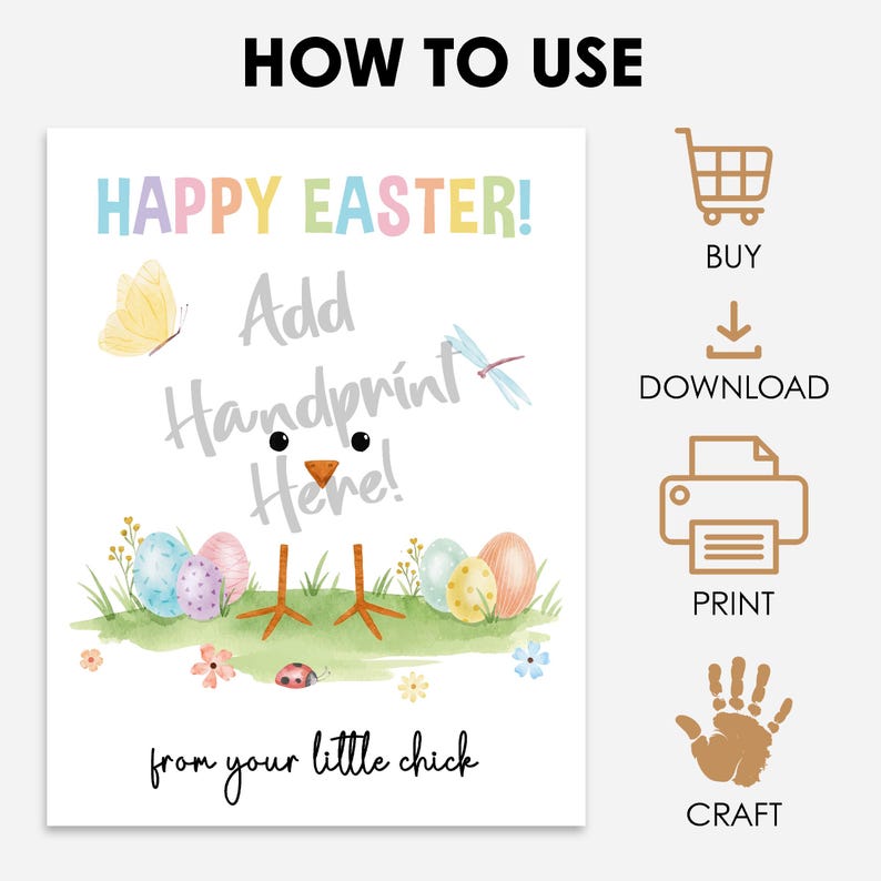 Little Chick Handprint Art Printable, Easter Chick Handprint Art Craft ...