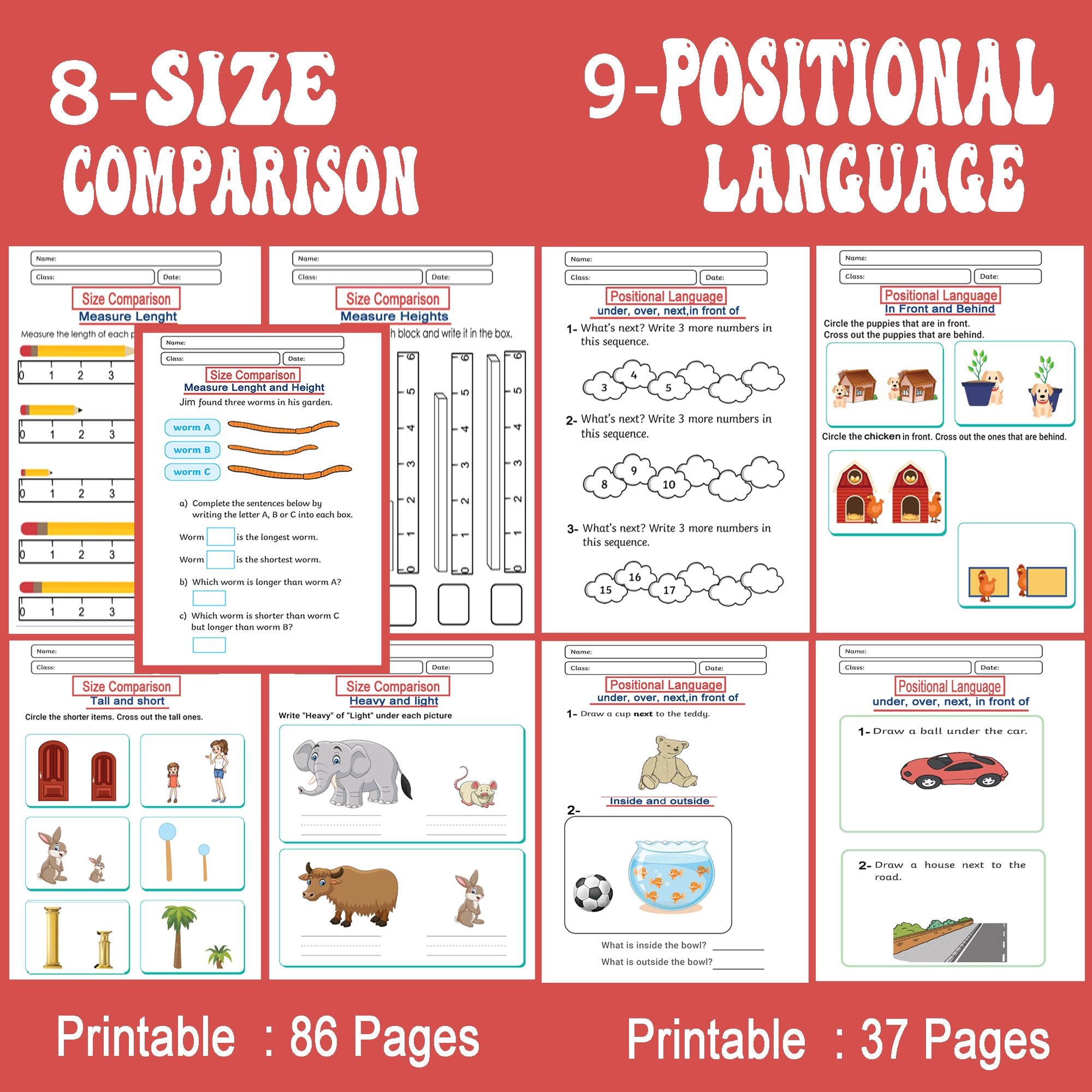 Preschool Math Worksheets: Number Lines, Shapes, Patterns (digital ...