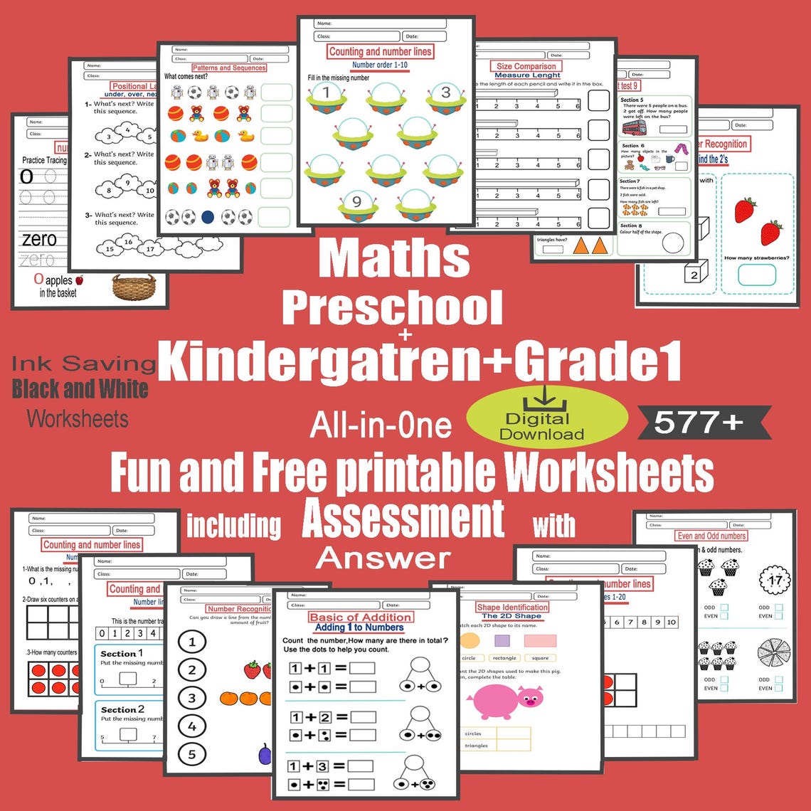 Printable Math Worksheets,preschool,early Years,kindergarten,grade1,ks1 ...