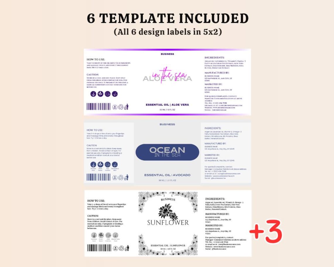 Essential Oil Bottle Label Template +6 | Editable Dropper Bottle Label ...