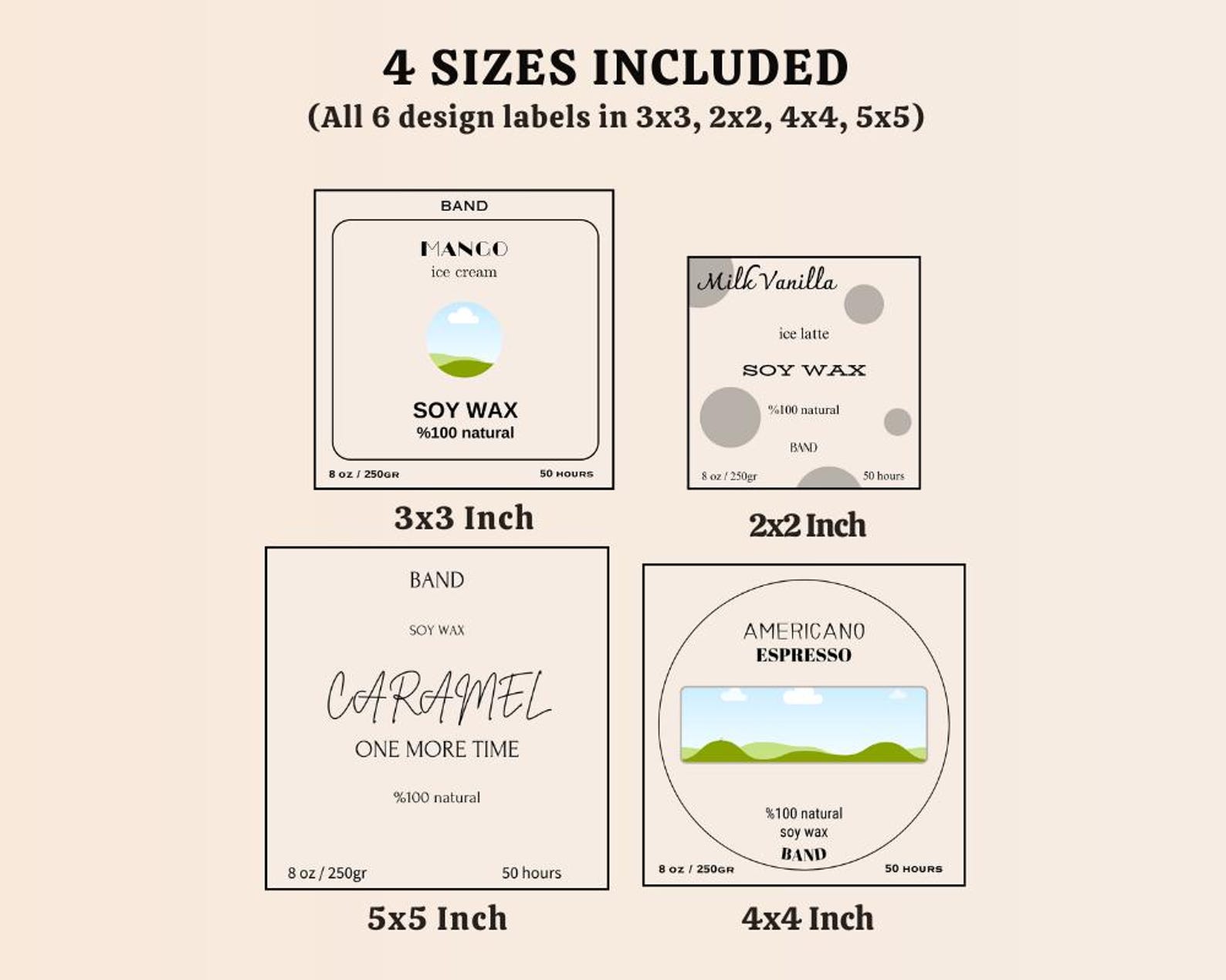 6 Editable Candle Label Bundle | Canva Label Template | Custom Candle ...
