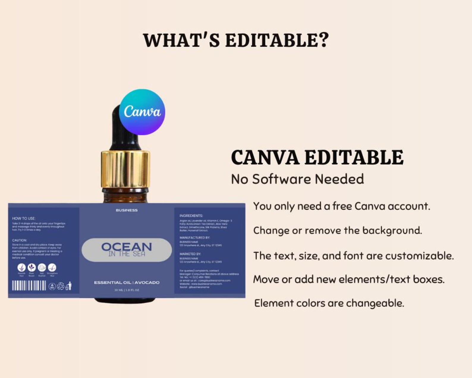 Essential Oil Bottle Label Template +6 | Editable Dropper Bottle Label ...