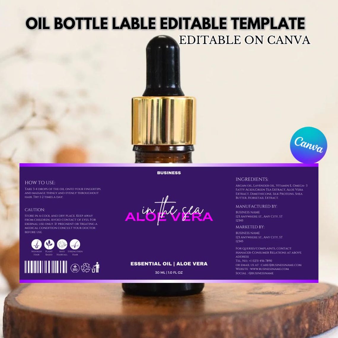 Essential Oil Bottle Label Template +6 | Editable Dropper Bottle Label ...