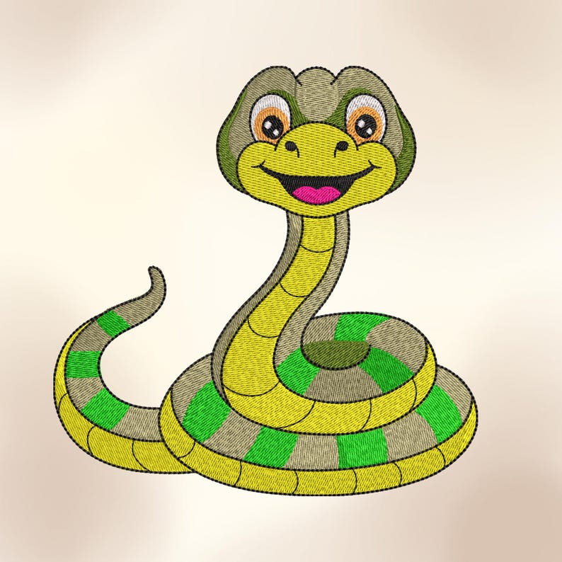 Snake Machine Embroidery Design – Kids Apparel (4 Sizes) (instant ...