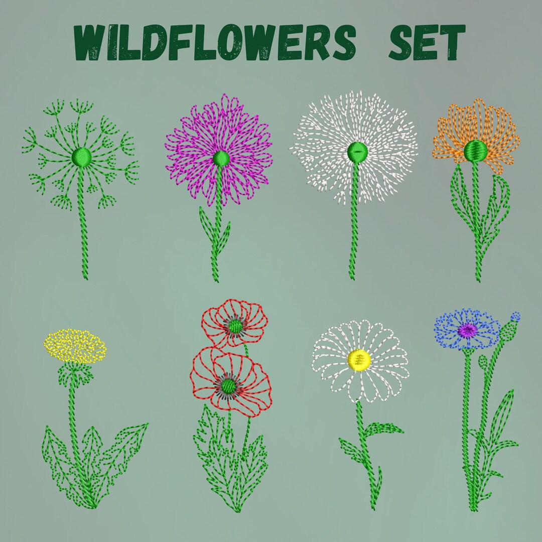WILD FLOWERS -set of Machine Embroidery Design - Natural Embroidery ...