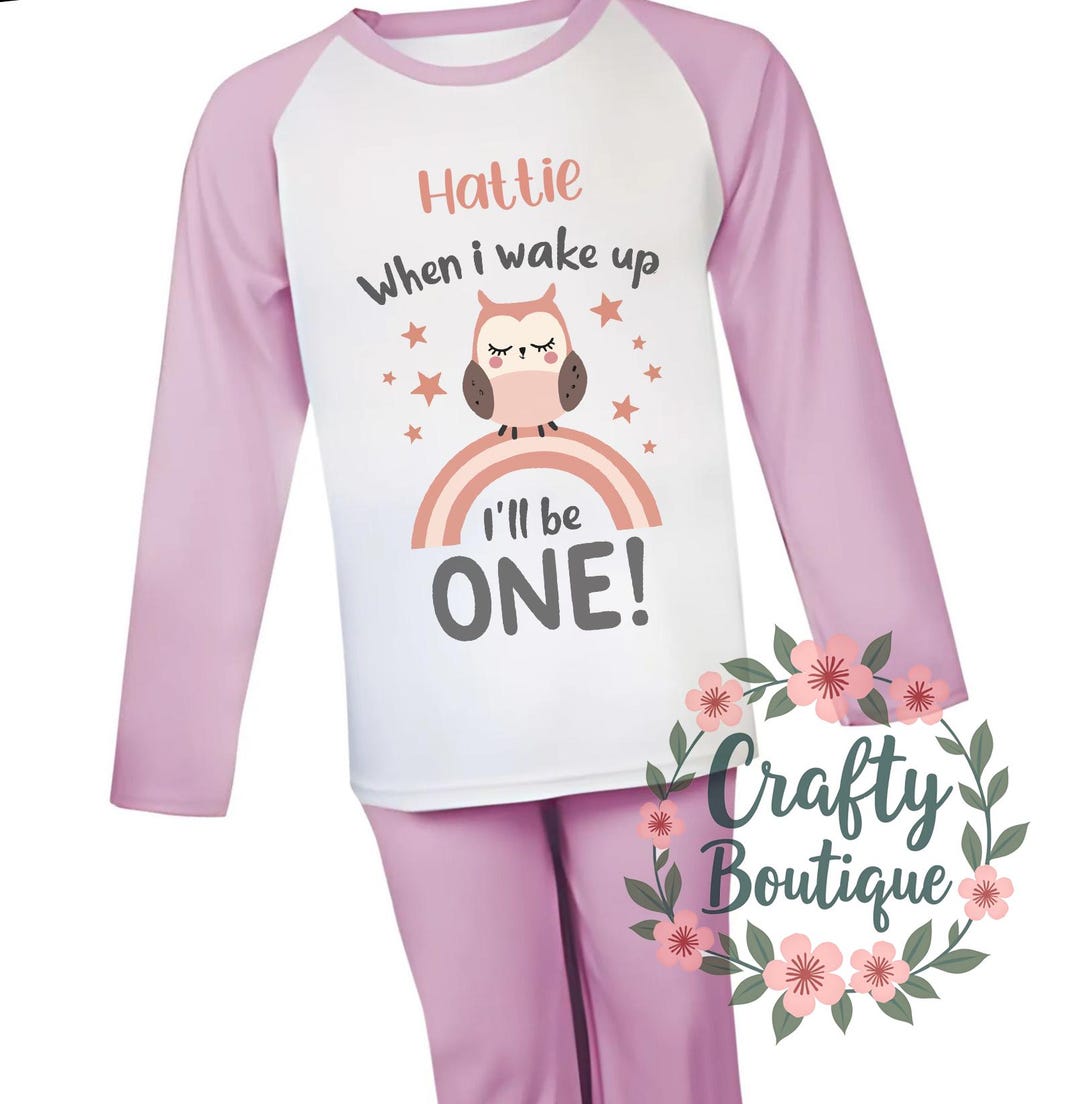 When I Wake up I Will Be One Pjs 1st Birthday Pajamas Sleep Suit Baby ...