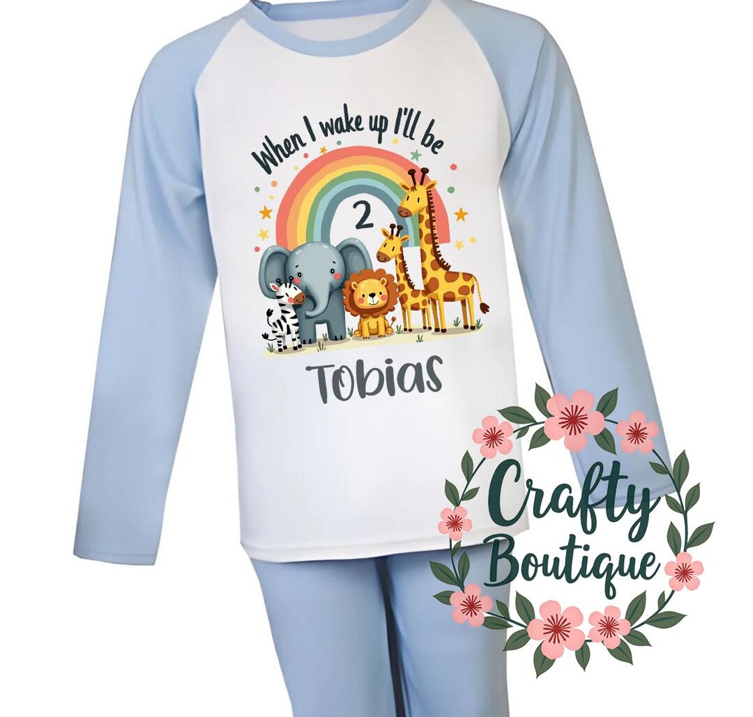 2nd Birthday Pjs, Cute Boys Pyjamas, Second Bday Gift, Jungle Theme ...