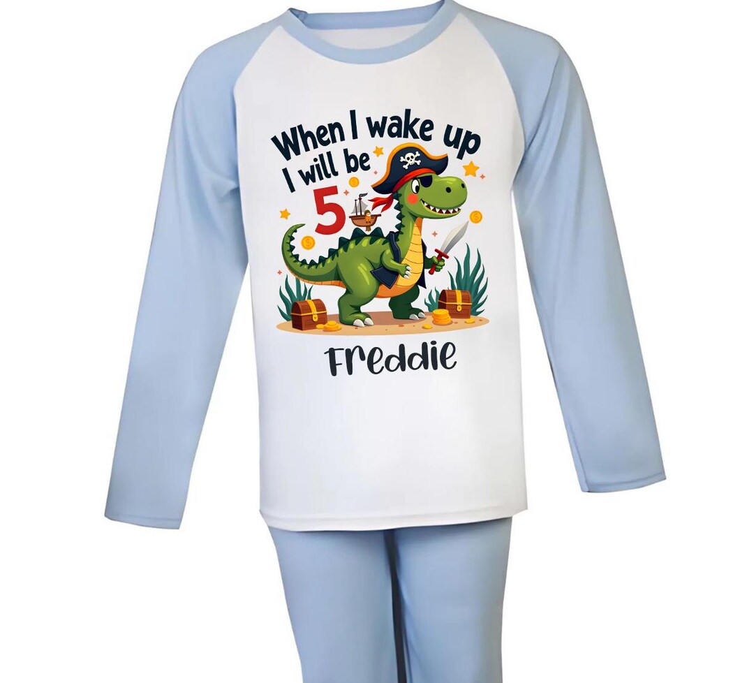 5th Birthday Pjs, When I Wake up I Will Be Five, Dinosaur Pajamas ...