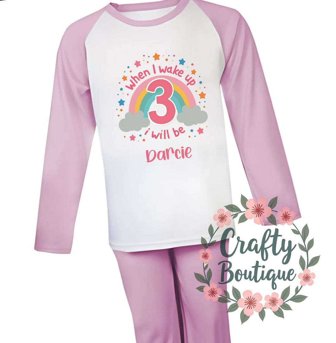 3rd Birthday Pjs, Girls Birthday Outfit, Third Birthday Shirt, Kids ...