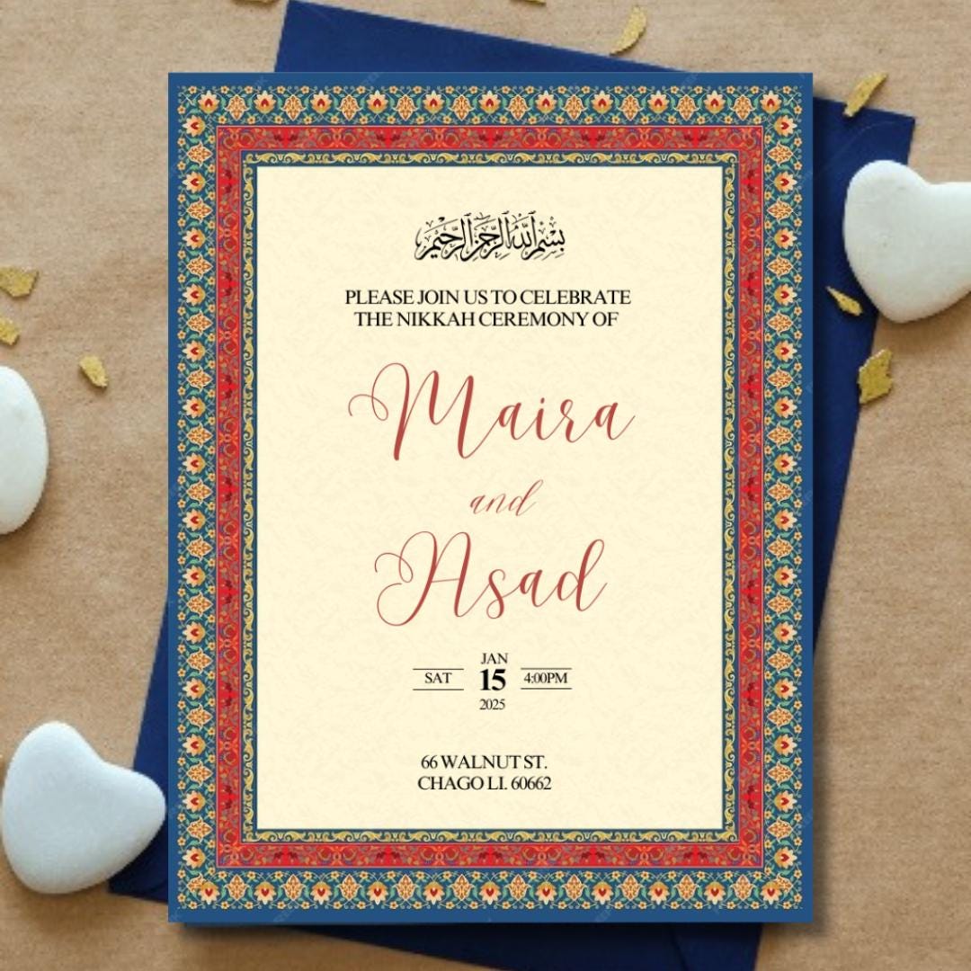 URDU Luxuary Muslim Wedding Invitation,mughal Theme,nikkah Invitation ...