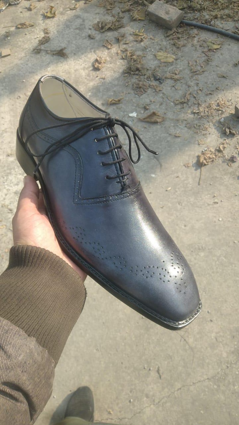 Handmade Men's Gray Oxford Brogue Leather Shoes - Etsy
