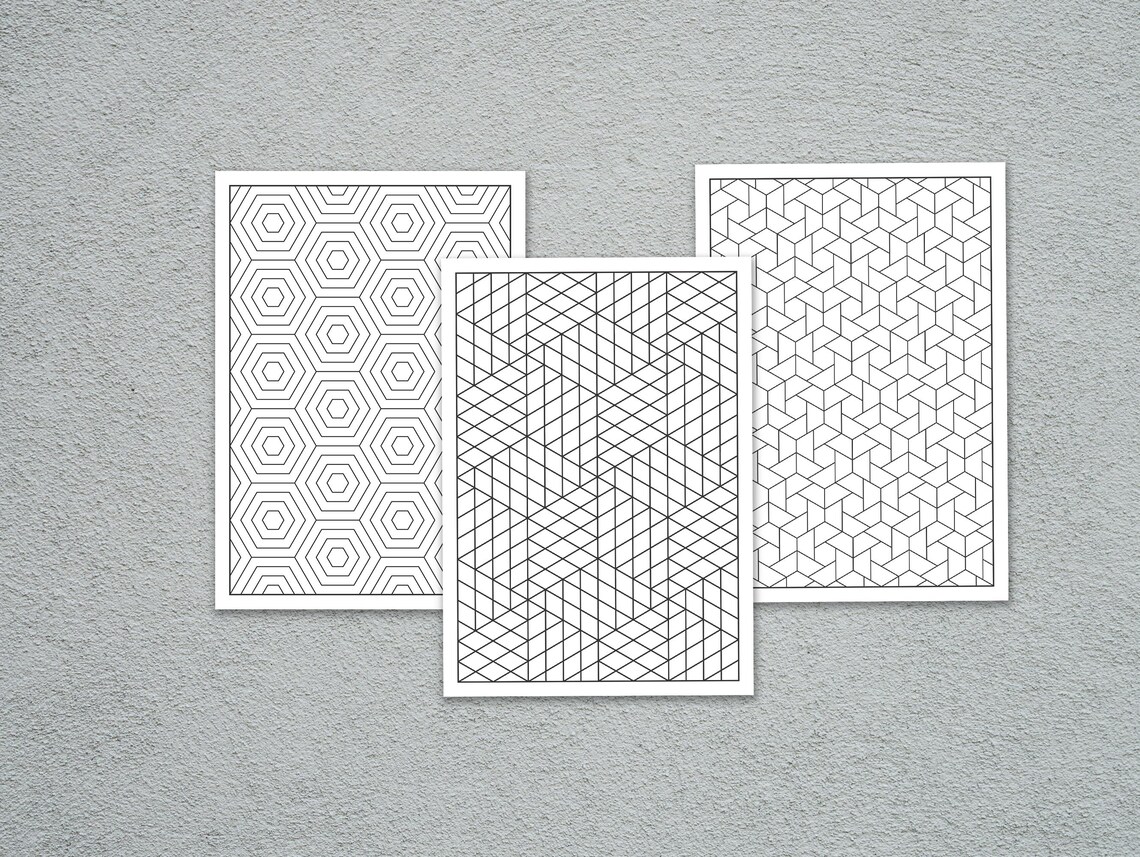 Mindful Coloring Set: 11 Geometric Pages for Stress Relief | Instant ...
