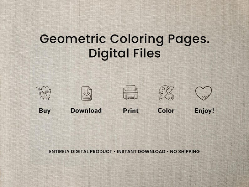 Mindful Coloring Set: 11 Geometric Pages for Stress Relief | Instant ...