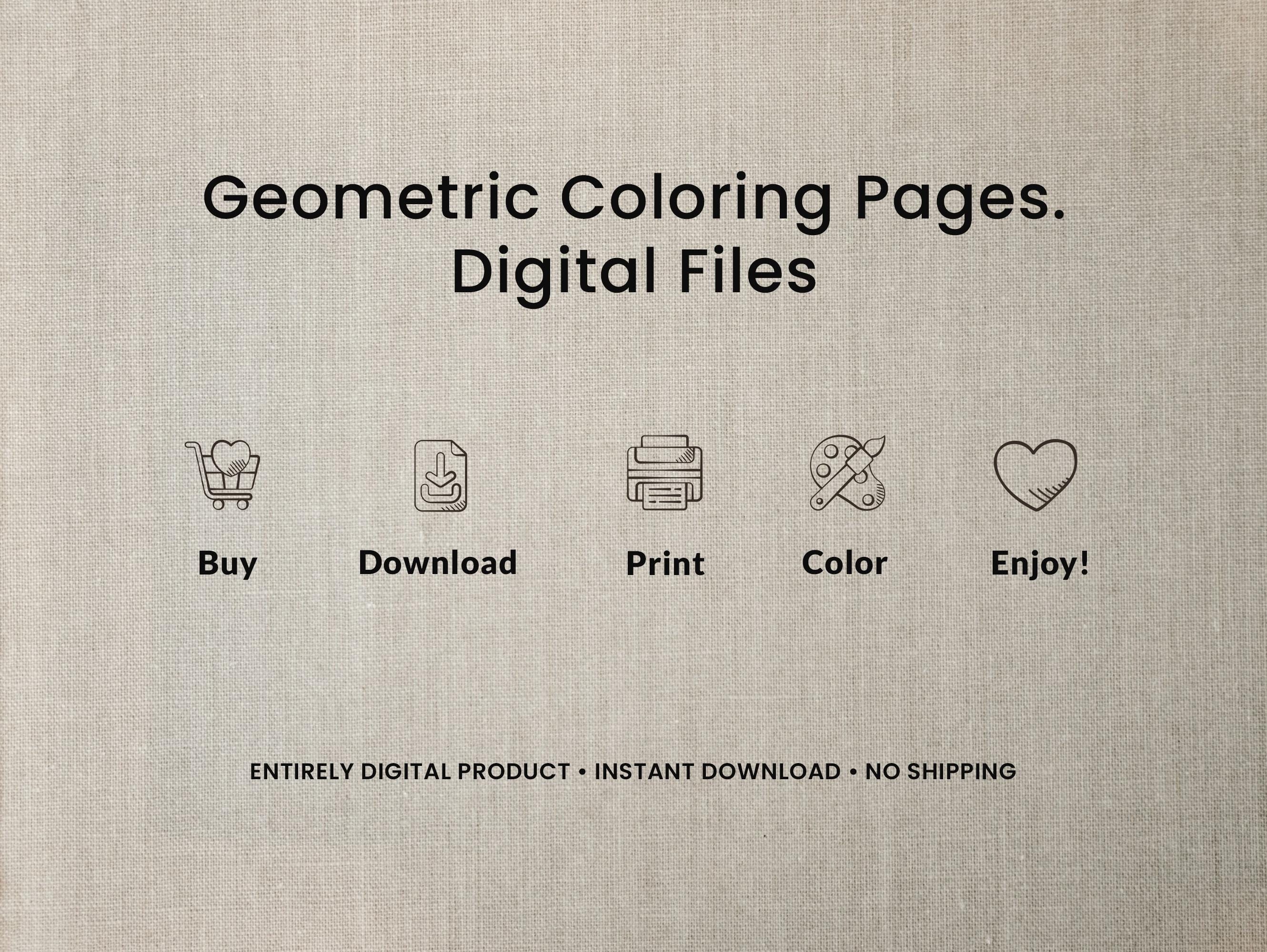 Mindful Coloring Set: 11 Geometric Pages for Stress Relief | Instant ...