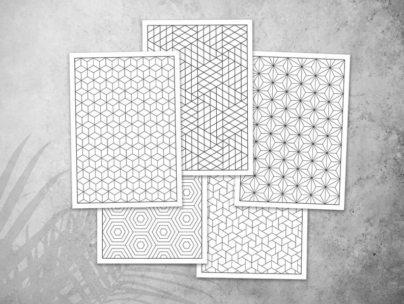 Mindful Coloring Set: 11 Geometric Pages for Stress Relief | Instant ...